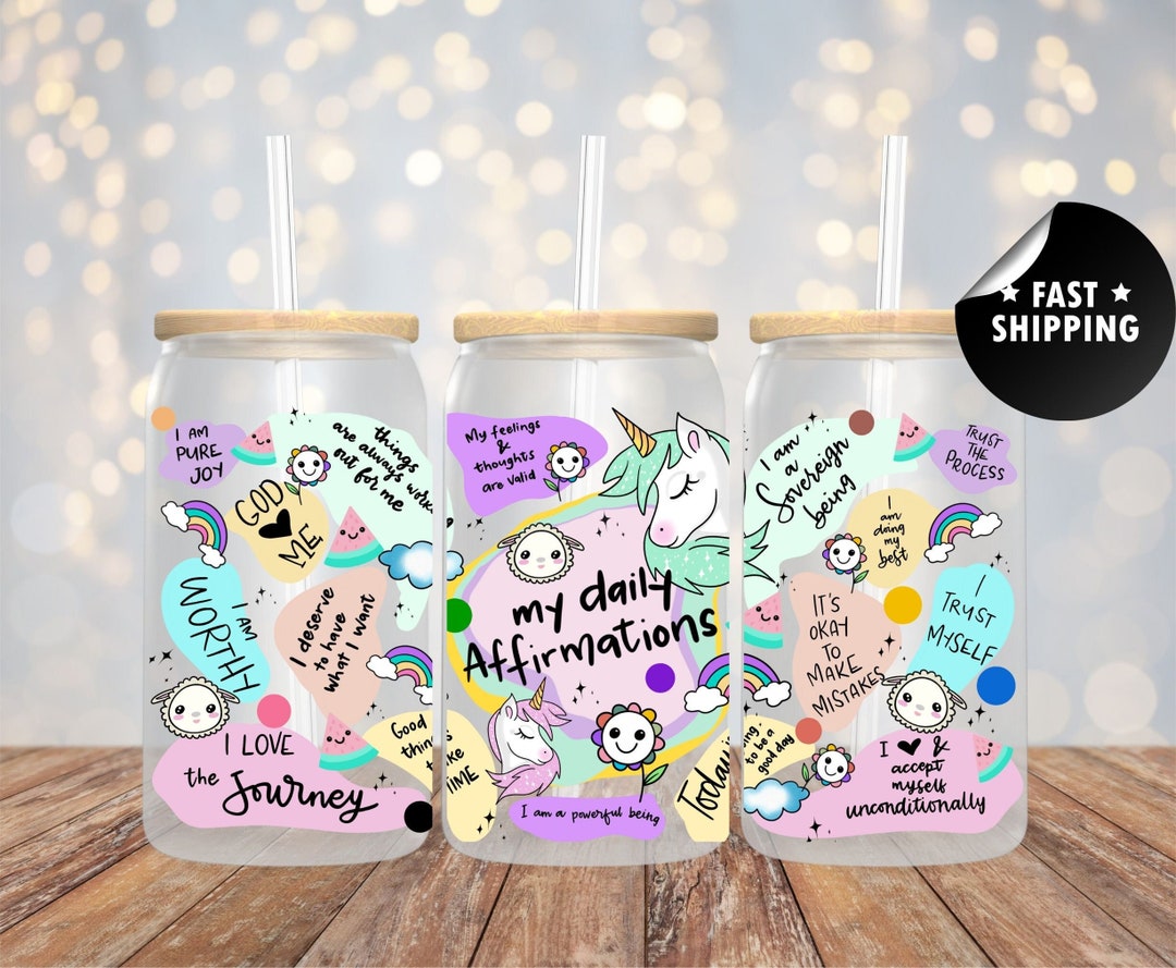 Boho Daily Affirmations Glass Tumbleraffirmations Glass Cup - Etsy