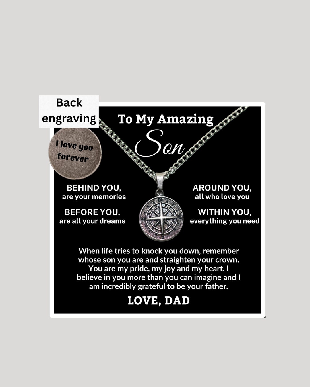 Personalized Son Compass Necklace From Dad,son Graduation From Father ...