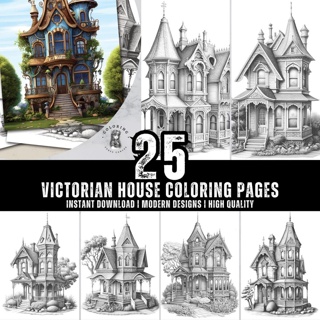 Victorian House Coloring Book Cozy Fun and Relaxing Art Coloring Pages ...