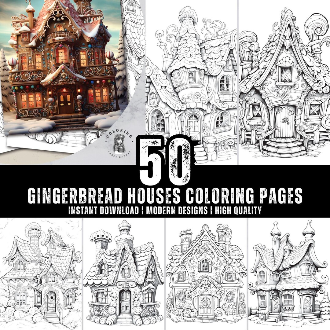 Gingerbread House Coloring Book - Coloring Pages for Kids & Adults ...