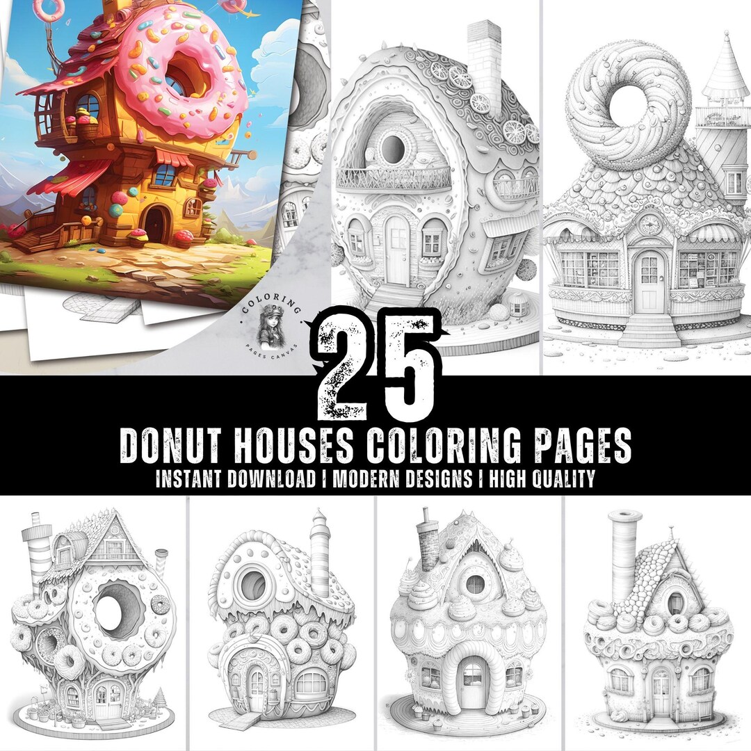 Donut Fairy House Coloring Book - Coloring Pages for Kids & Adults ...