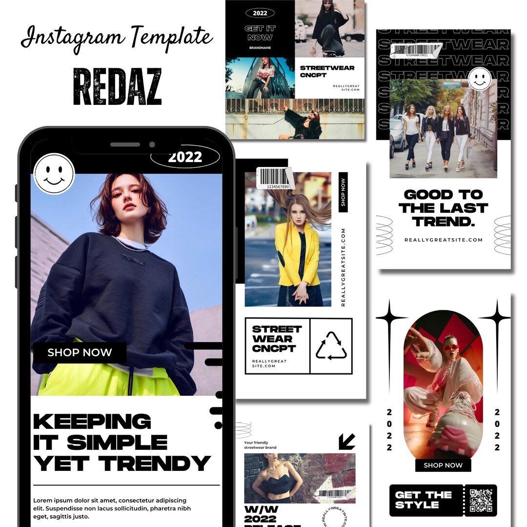 Instagram Templates for Social Media Managers & Content Creators, Black ...