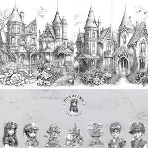Gothic House Coloring Book - Coloring Pages for Kids & Adults - Fun ...