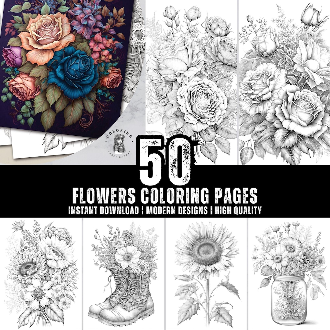 Flowers Coloring Book Cozy Fun and Relaxing Art Coloring Pages for Kids ...