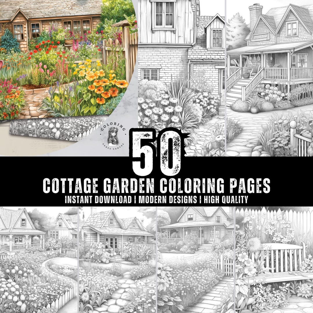 Cottage Garden Coloring Book Cozy Fun and Relaxing Art Coloring Pages ...