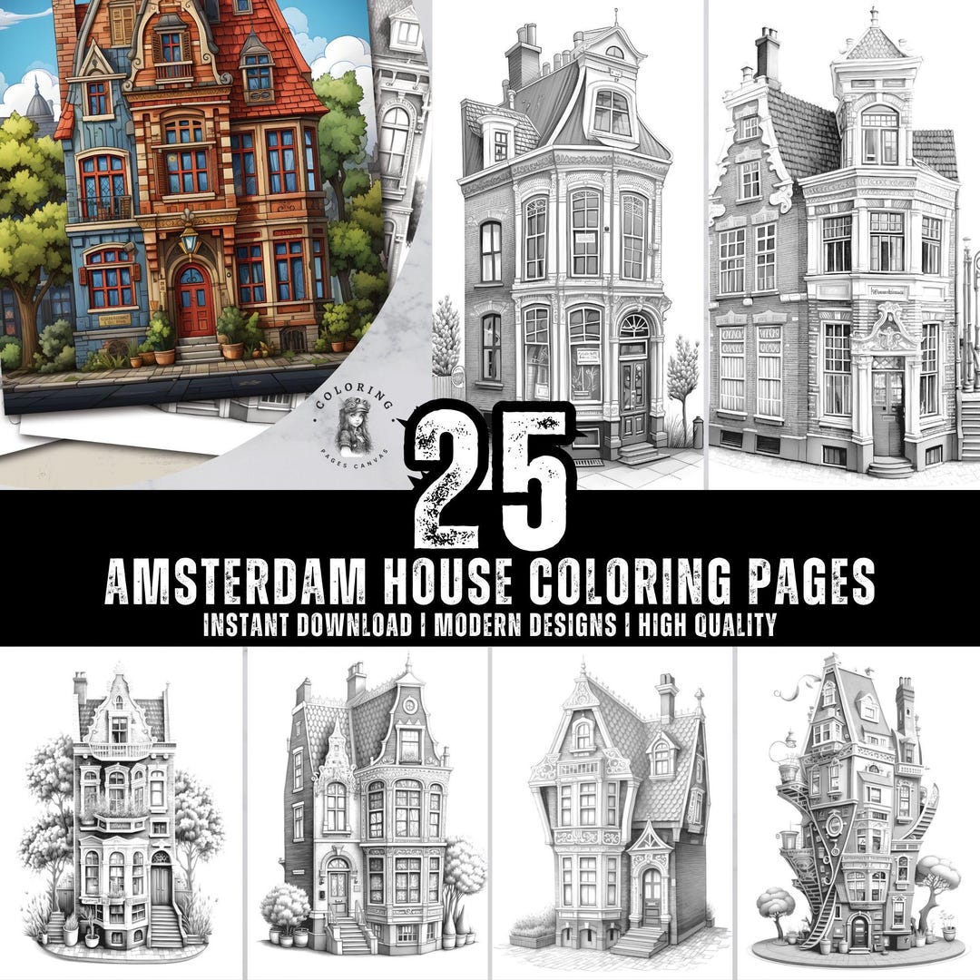 Amsterdam House Coloring Pages - Adult, Teens and Kids Coloring Book ...