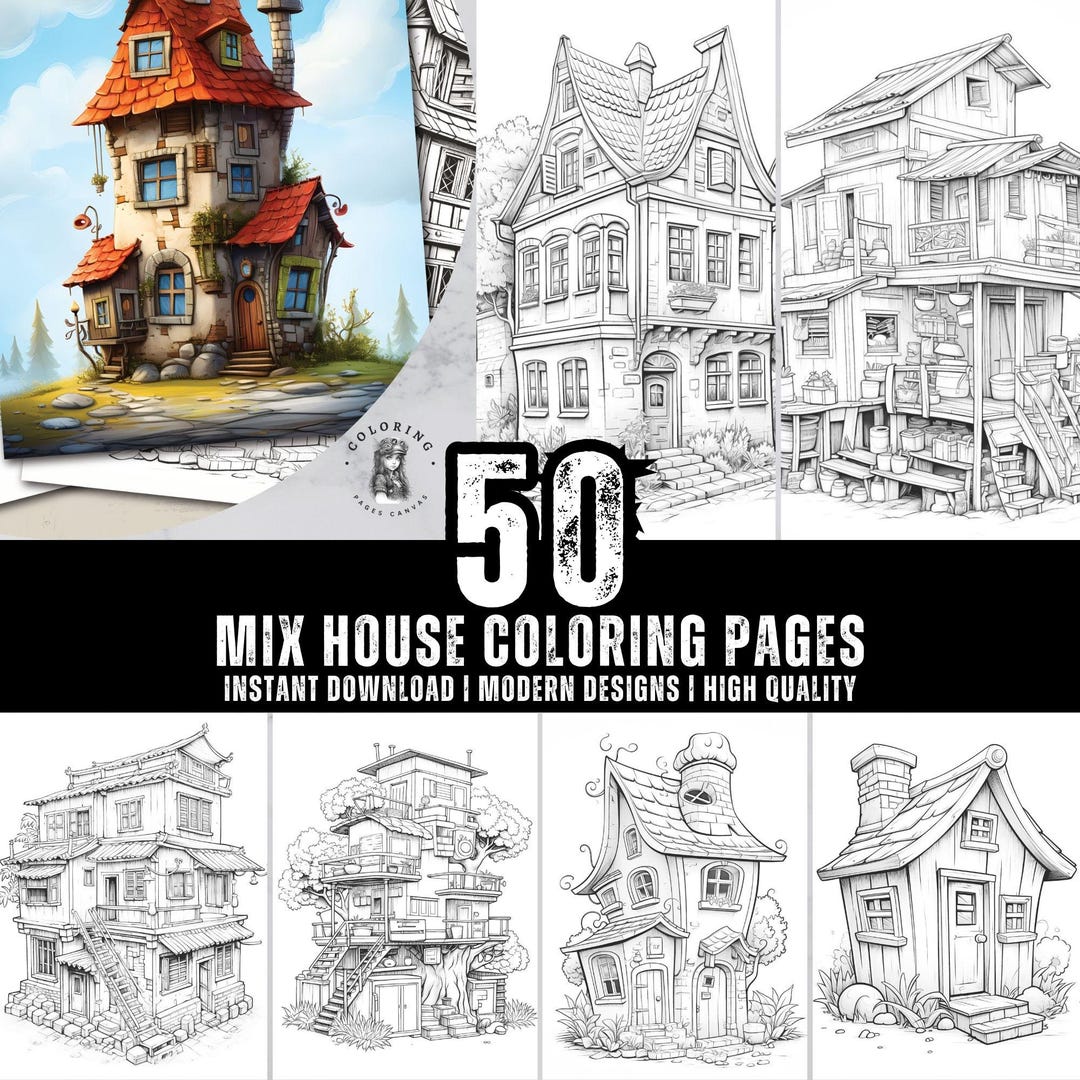 Mix House Coloring Book - Coloring Pages for Kids & Adults - Fun ...