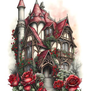 Gothic House Coloring Book - Coloring Pages for Kids & Adults - Fun ...