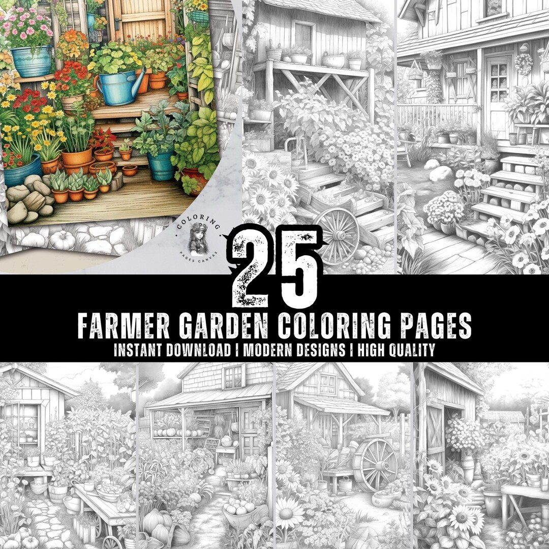Farmer Garden Coloring Book Cozy Fun and Relaxing Art Coloring Pages ...