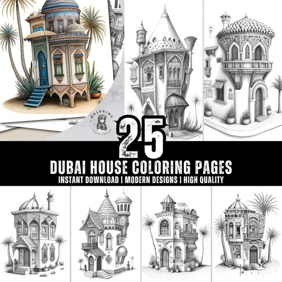Dubai House Coloring Book - Coloring Pages for Kids & Adults - Fun ...
