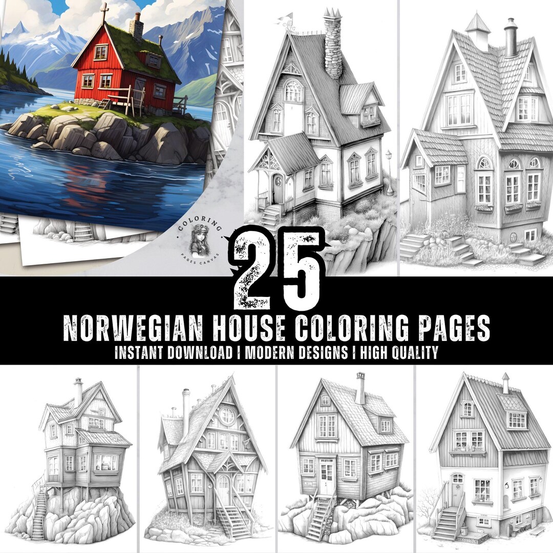 Norwegian House Coloring Pages - Adult, Teens and Kids Coloring Book ...