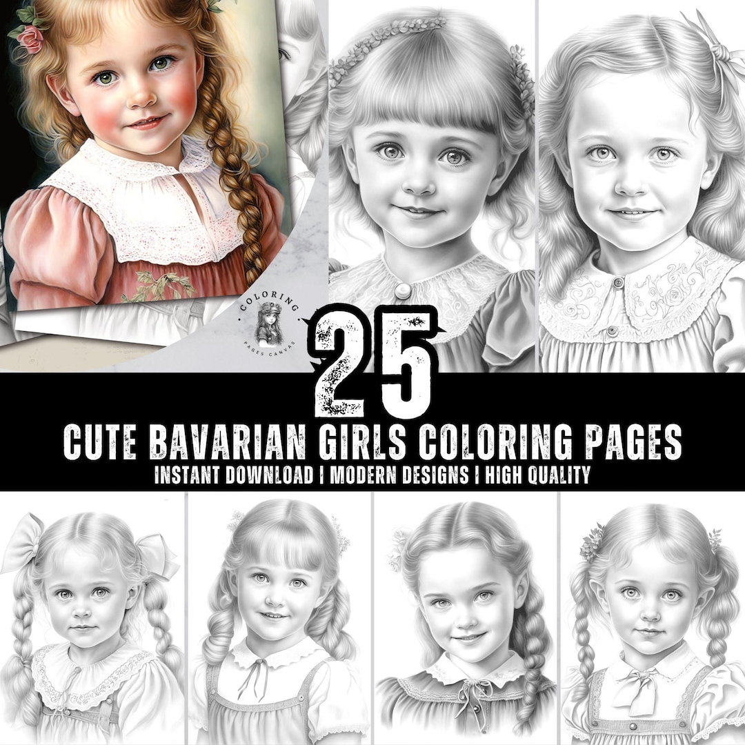 25 Cute Bavarian Girls Coloring Book - Coloring Pages for Kids & Adults ...
