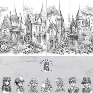 Gothic House Coloring Book - Coloring Pages for Kids & Adults - Fun ...
