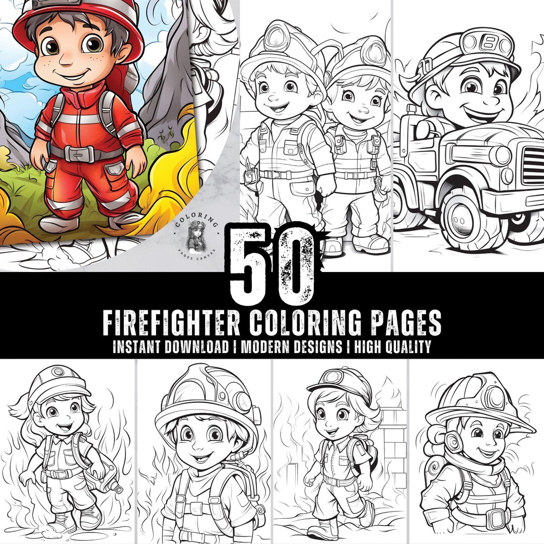 Firefighters Coloring Book - Coloring Pages for Kids & Adults - Fun ...