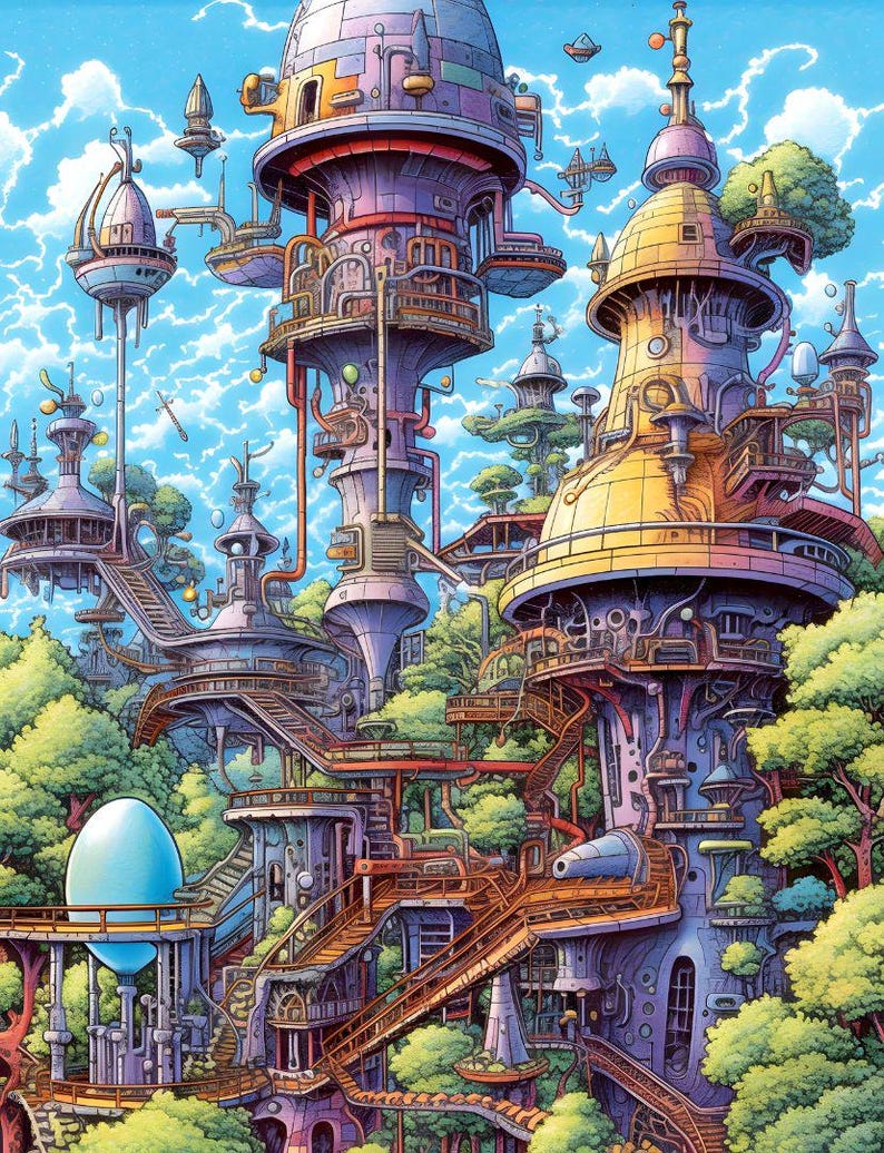 25 Futuristic Landscapes Coloring Pages - Adult, Teens and Kids ...