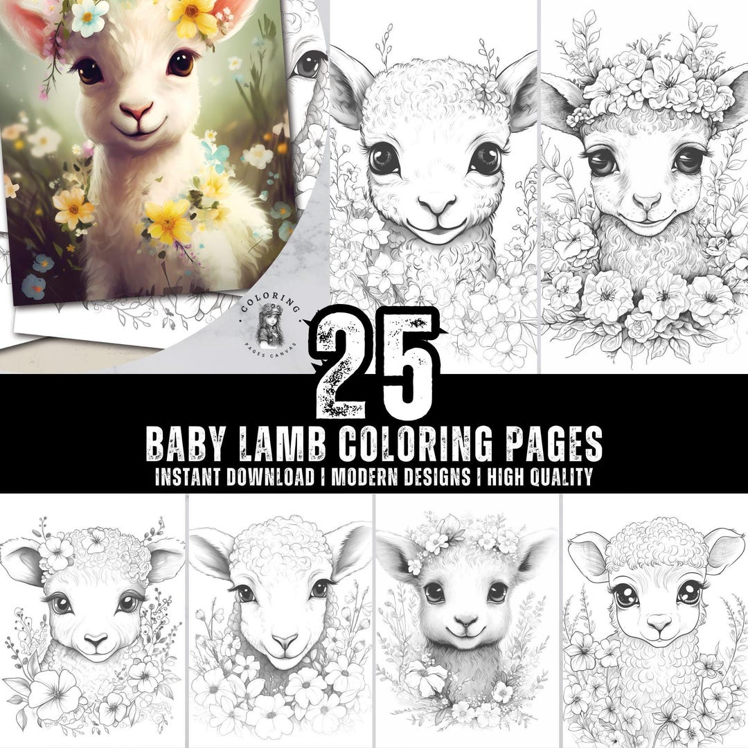 Baby Lamb Coloring Book - Coloring Pages for Kids & Adults - Fun ...