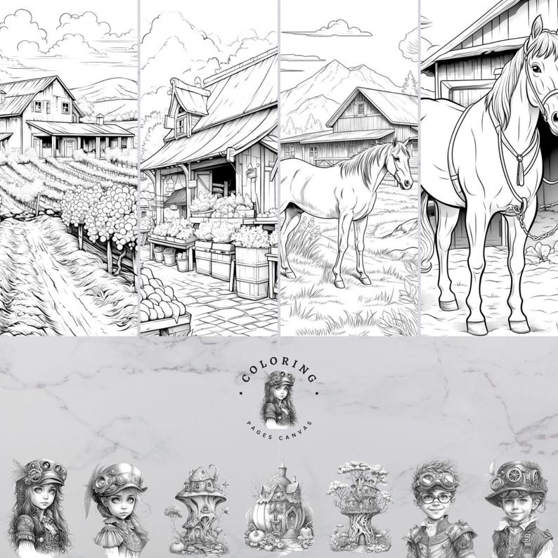 Country Life Coloring Pages - Adult, Teens and Kids Coloring Book ...