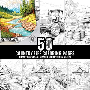 Country Life Coloring Book Cozy Fun and Relaxing Art Coloring Pages for ...