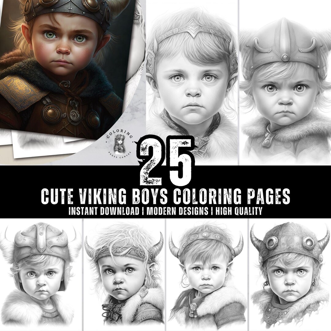 25 Cute Viking Boys Coloring Book - Coloring Pages for Kids & Adults ...