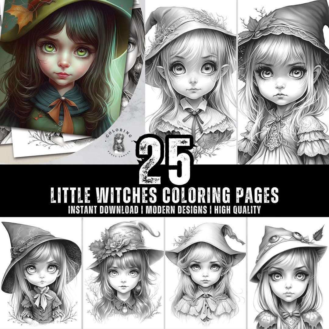 25 Little Witches Coloring Pages - Adult, Teens and Kids Coloring Book ...