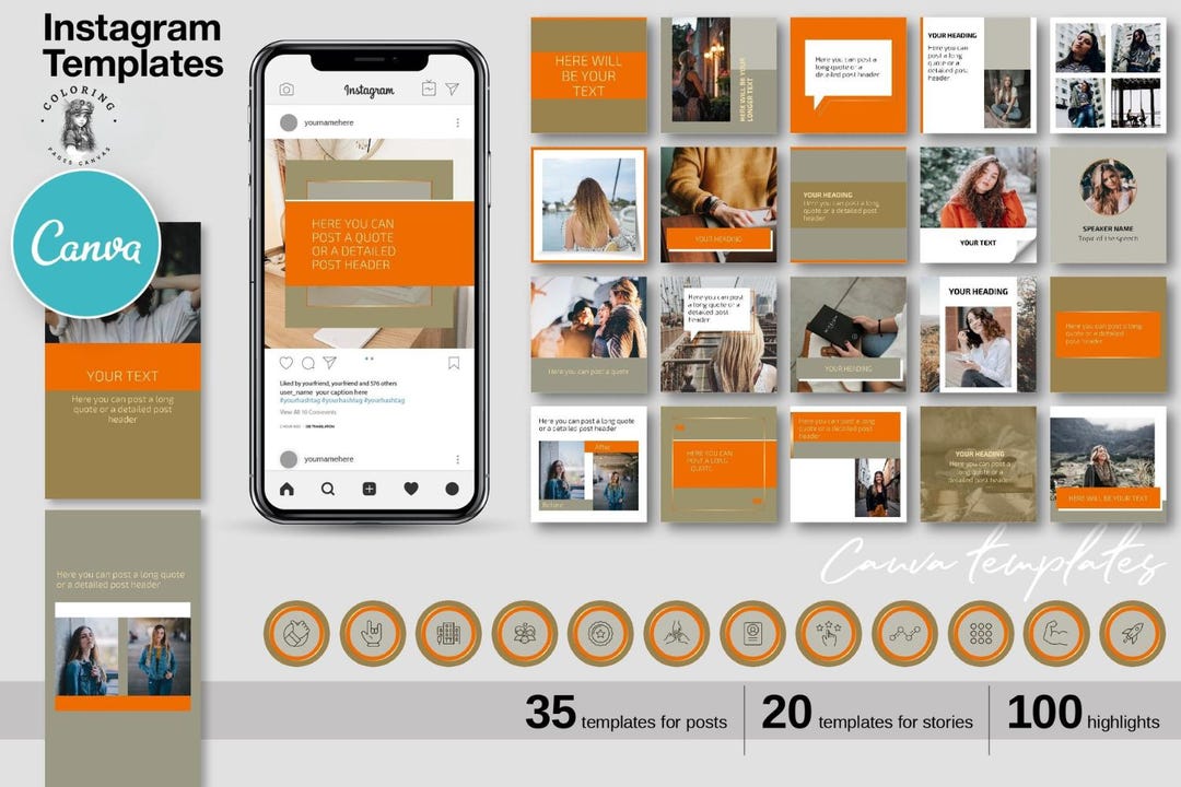 Instagram Templates for Social Media Managers & Content Creators Khaki ...