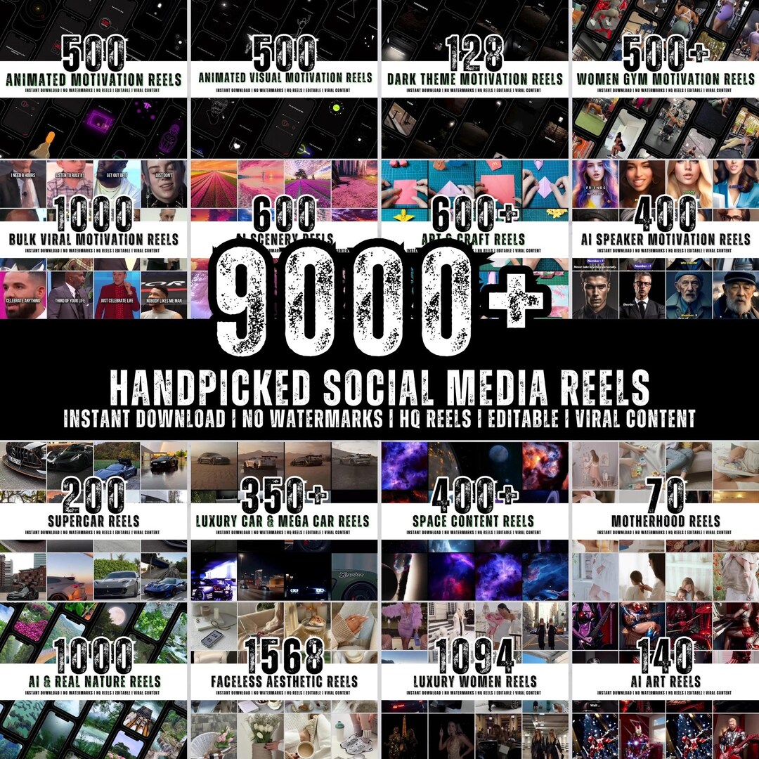 9000+ Instagram Reels Bundle - Animated, Motivational, Nature, Videos ...