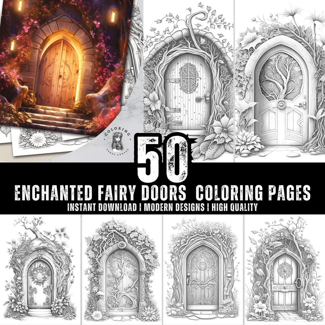 50 Enchanted Fairy Doors Coloring Pages - Adult, Teens and Kids ...