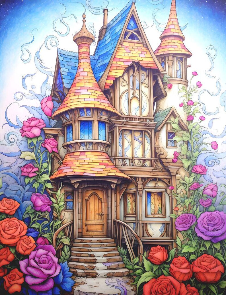 Gothic House Coloring Book - Coloring Pages for Kids & Adults - Fun ...