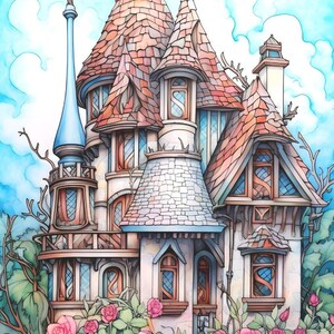 Gothic House Coloring Book - Coloring Pages for Kids & Adults - Fun ...