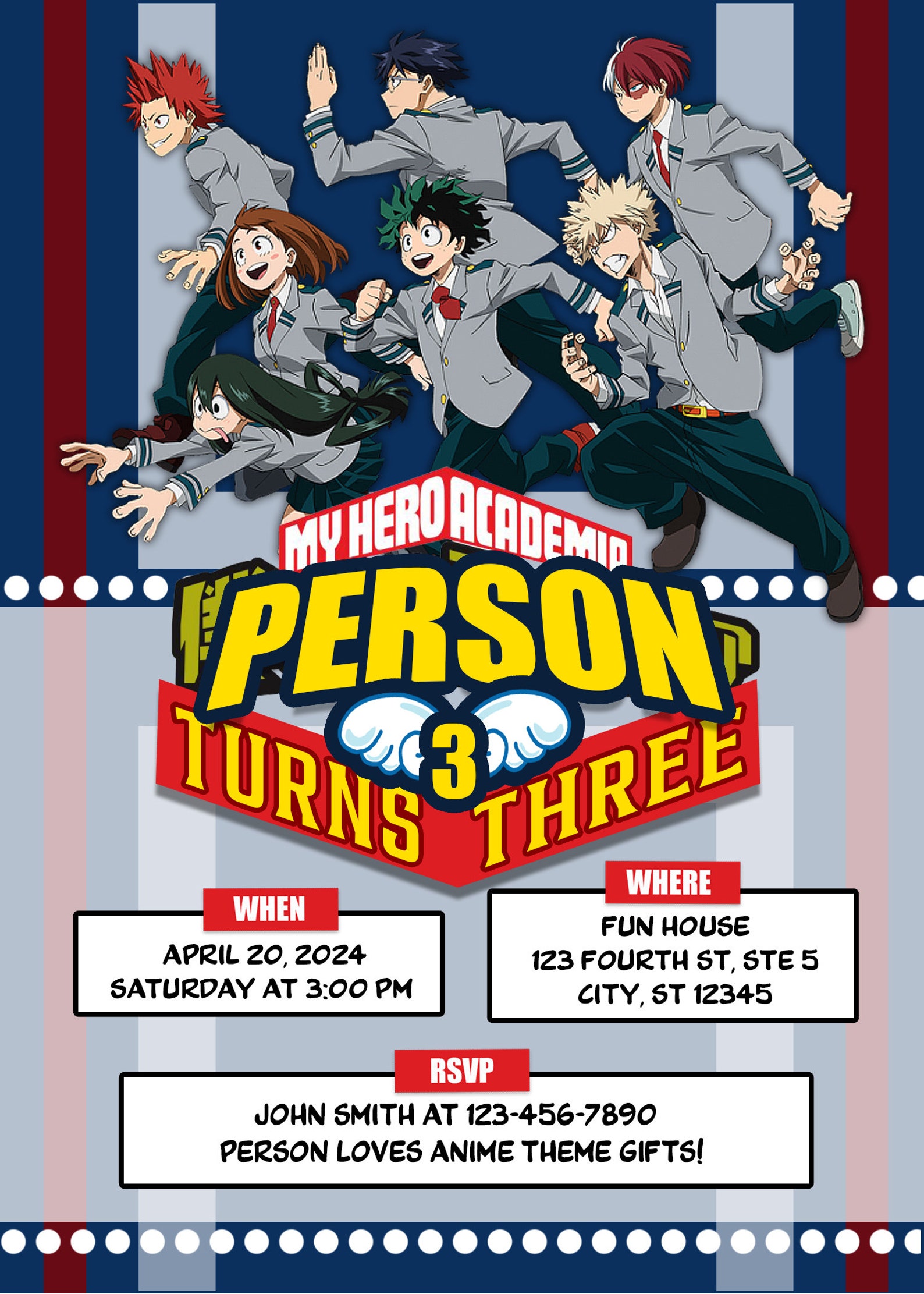 Custom Anime Birthday Invitation: Cartoon Style (digital Item) - Etsy