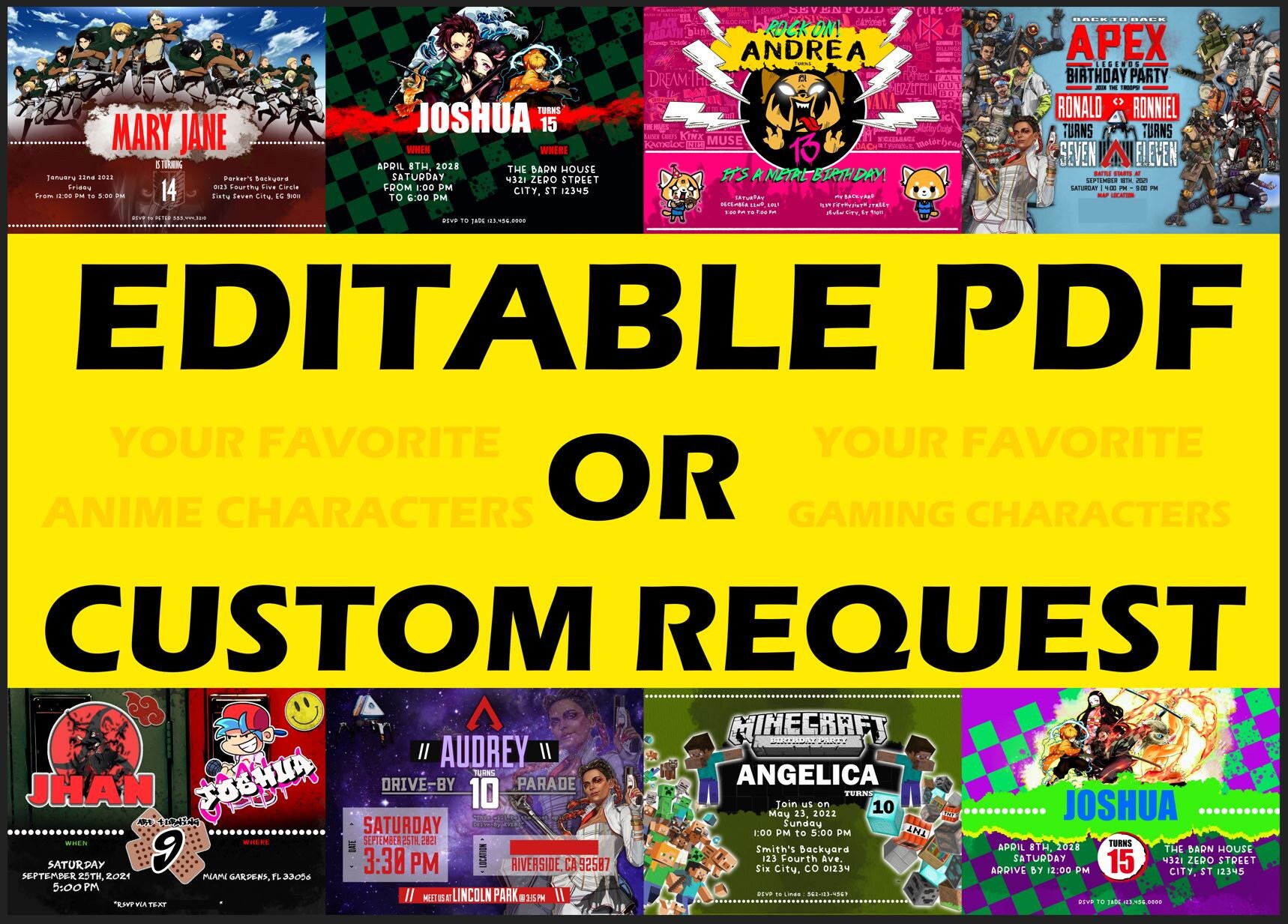 Digital Birthday Design - Made to Order- Any Theme- Available Within 24 ...