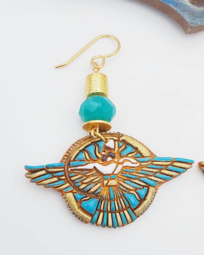 Assyrian Winged Sun God Earrings Recreation Ashur Earrings Ring With ...