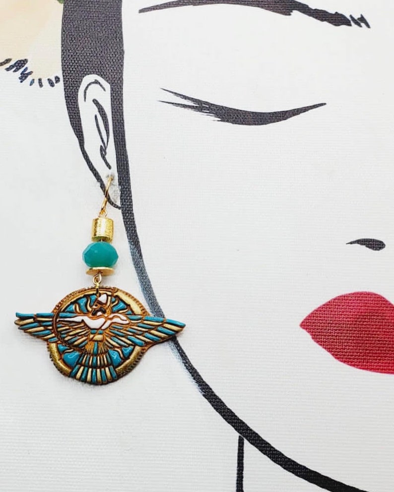 Assyrian Winged Sun God Earrings Recreation Ashur Earrings Ring With ...