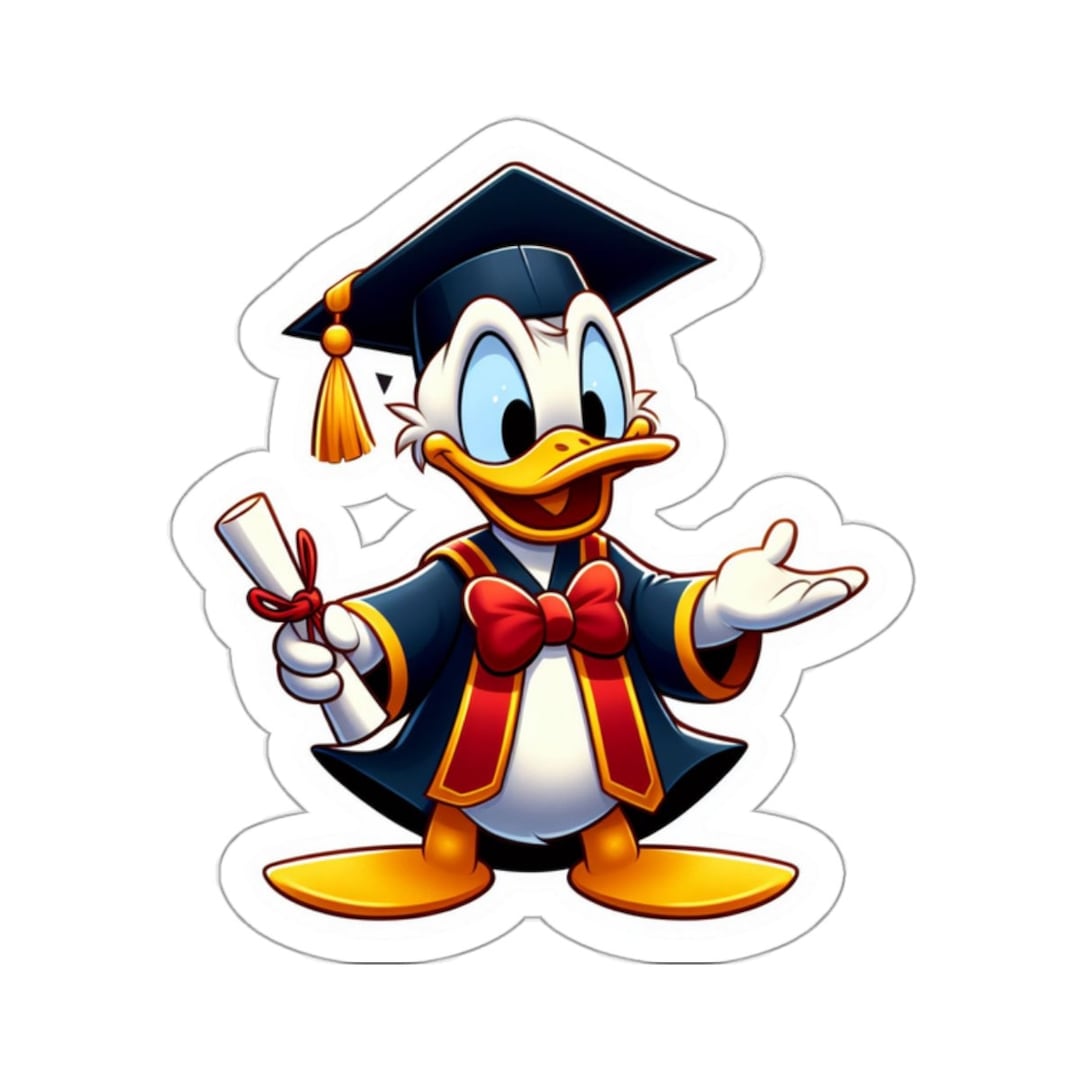 Graduating Donald Duck With Diploma Sticker - Etsy