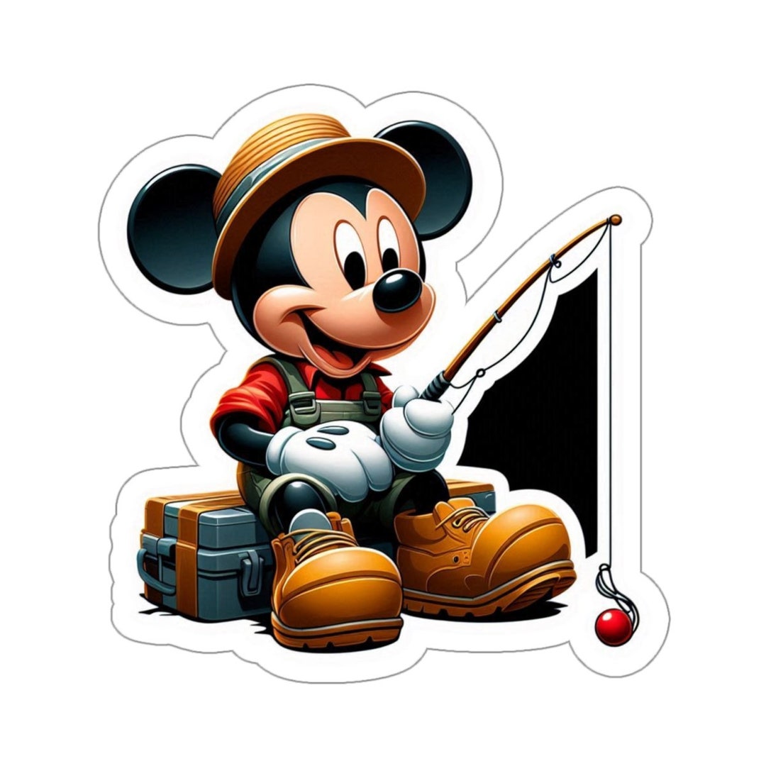 Cute Mickey Mouse Fishing Decal Whimsical Angler Sticker, Great for ...