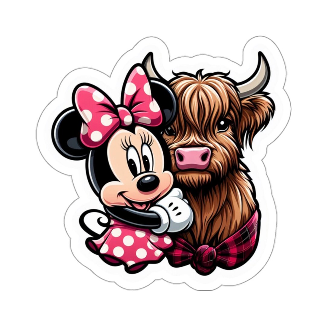 Minnie Mouse With Detailed Highland Cow - Etsy