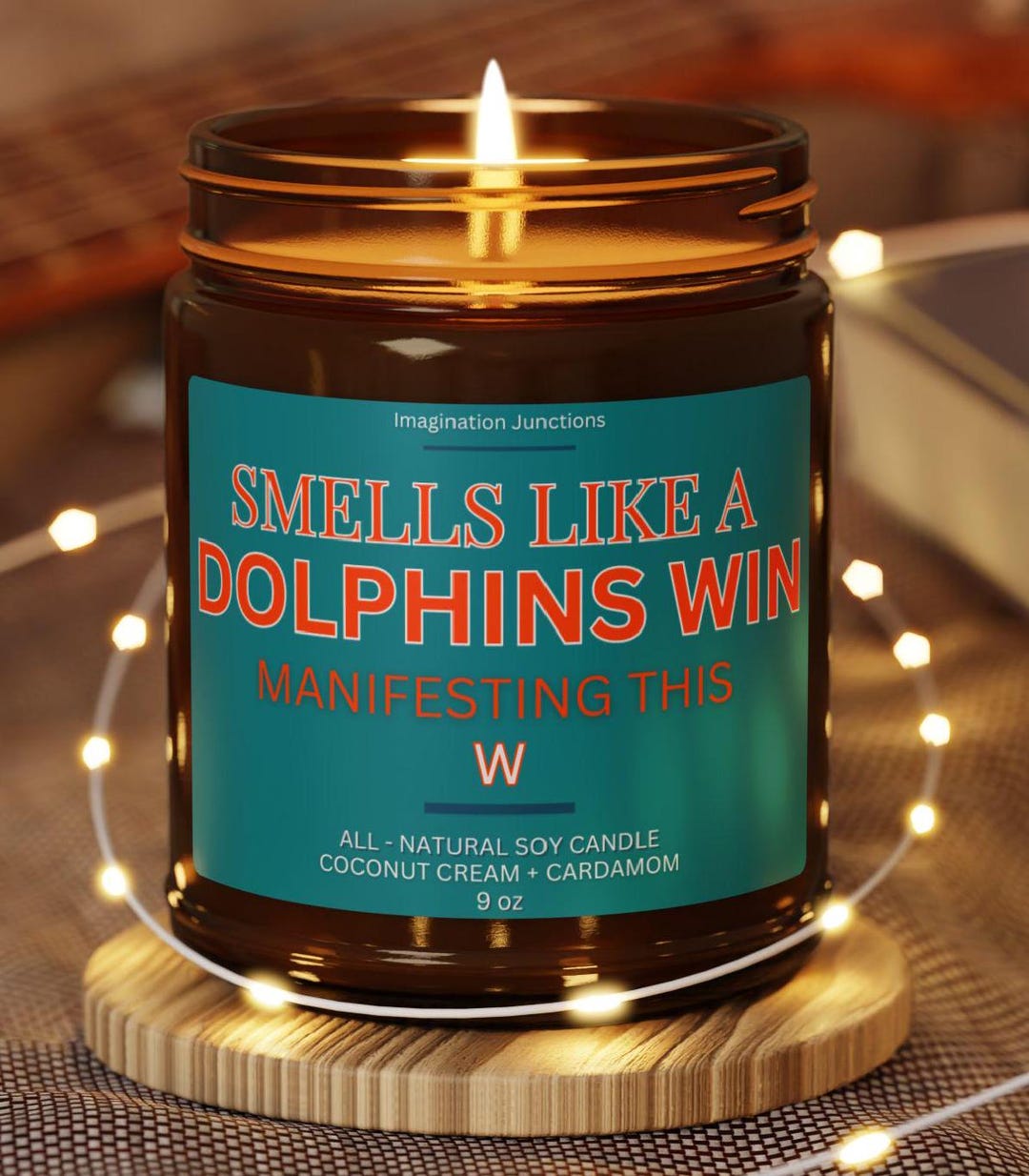 Smells Like a Dolphins Win Candle | Football Gift | Gifts for Him ...