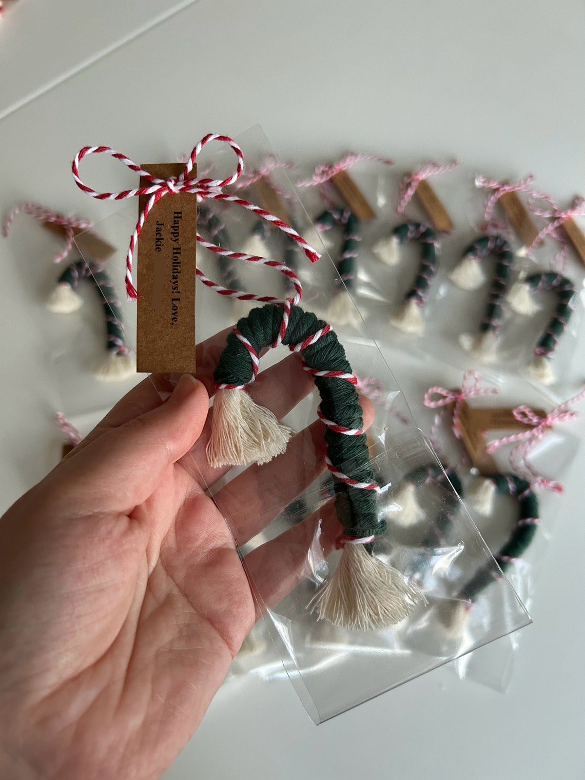 Handmade Macrame Christmas Ornaments – Personalized Keychain and Candy ...