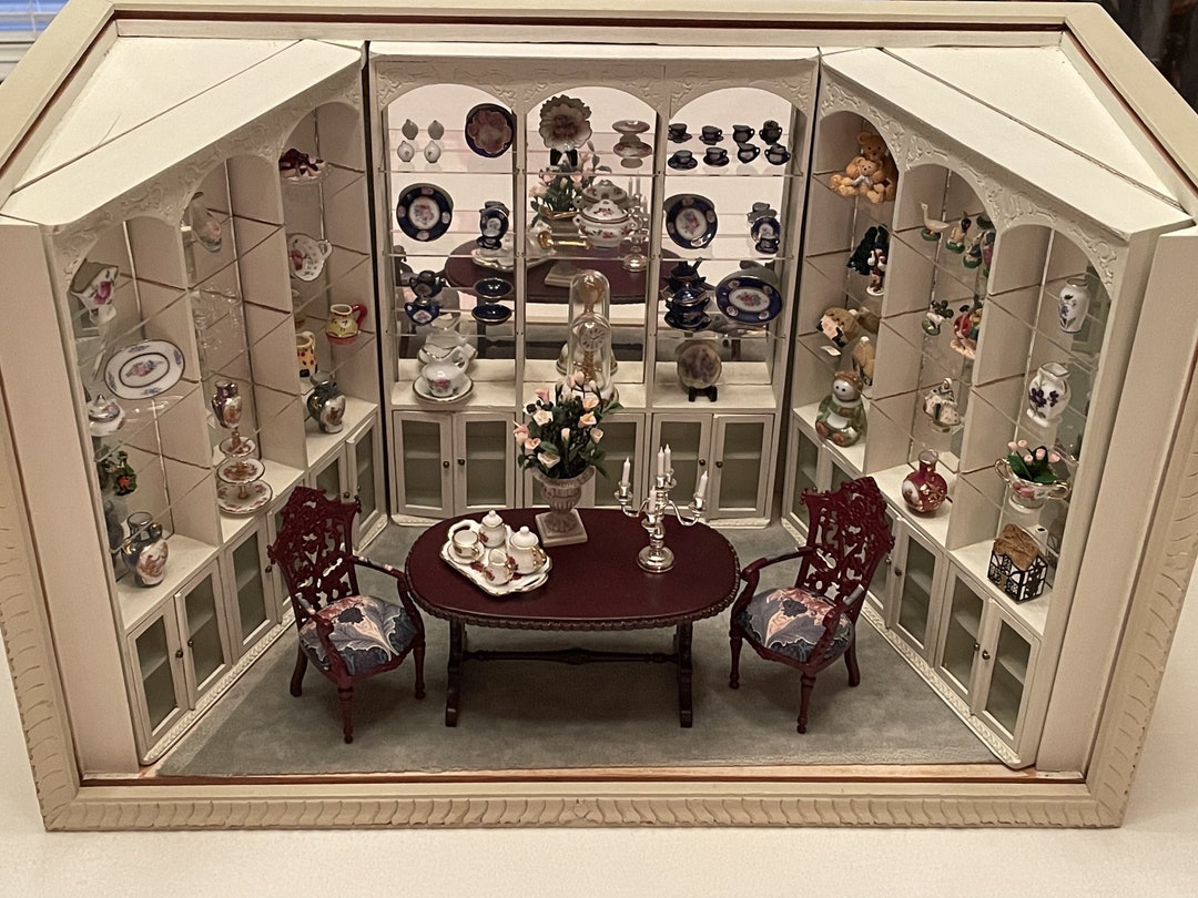 Hand Crafted Diorama of a Dining Room With Miniature Table and Chairs ...