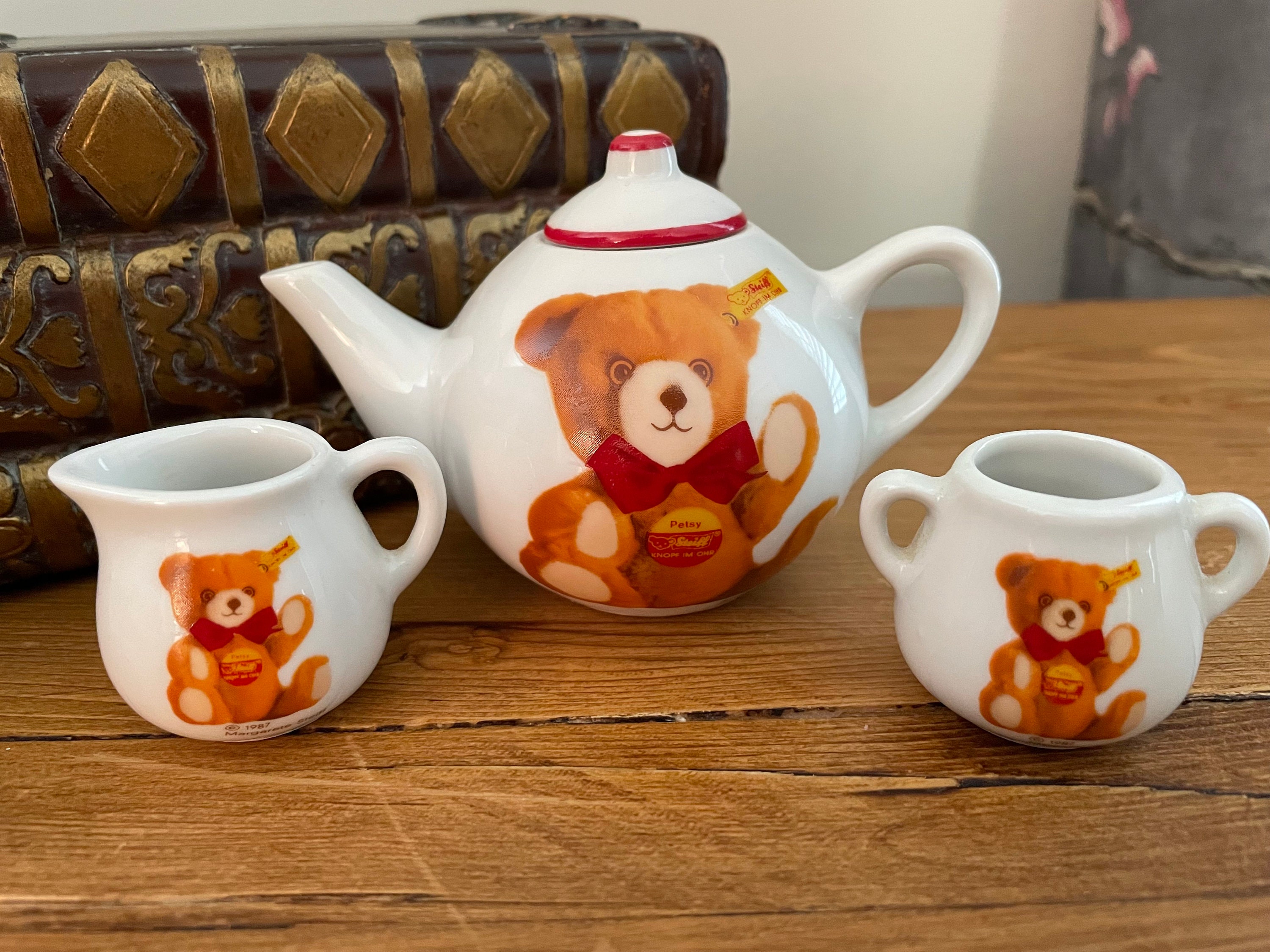 Vintage Steiff Teddy Bear Tea Party Toy Dish Set, Set Includes 8 Pieces ...