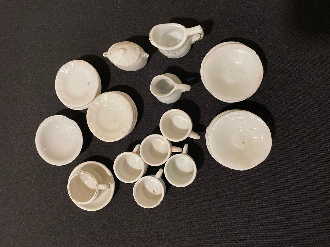 Antique Toy Miniature White Ceramic Dishes Set of 23 Pieces - Etsy
