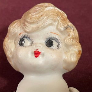 Porcelain Bisque Kewpie Doll With Blonde Hair and Red Lip, Japan 1940s ...
