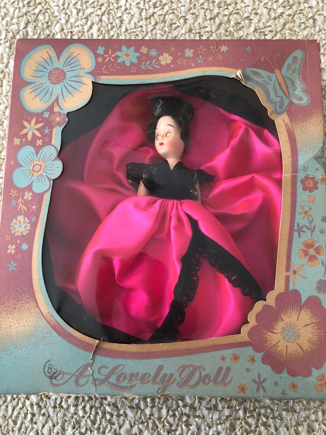 Vintage 1940s Carmen Miranda Style Doll: Pink Satin Gown - Etsy