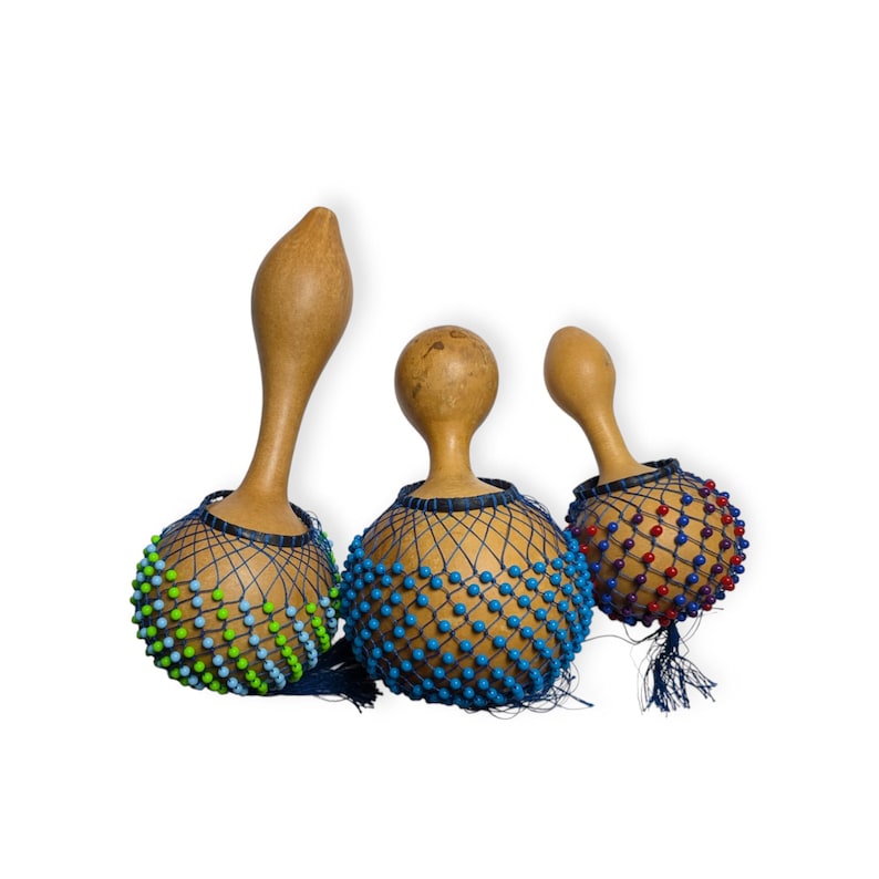 Handmade African Gourd Shaker - Shekere Maraca Percussion Instrument ...