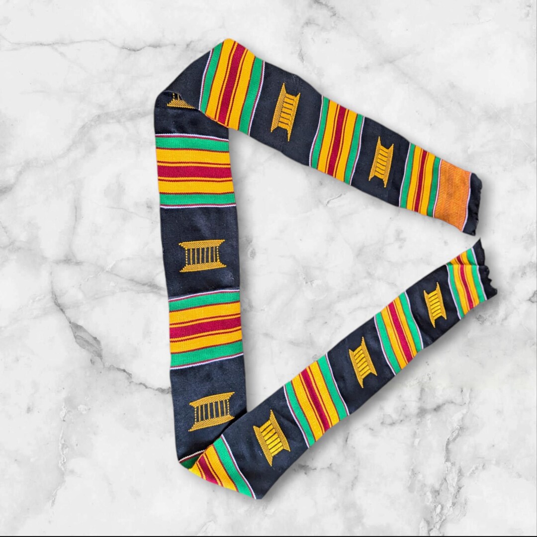 Authentic African Kente Stole - Handwoven Black Kente Design - Etsy