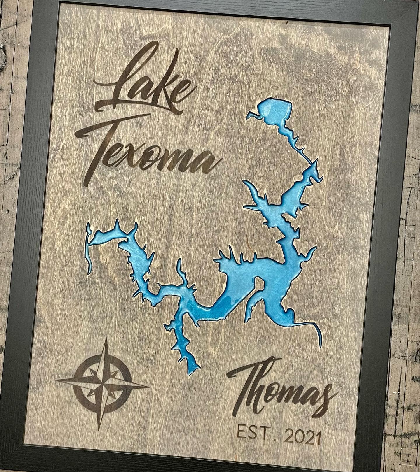 CUSTOM Laser Engraved Lake Map Sign With Iridescent Mica Epoxy - Etsy