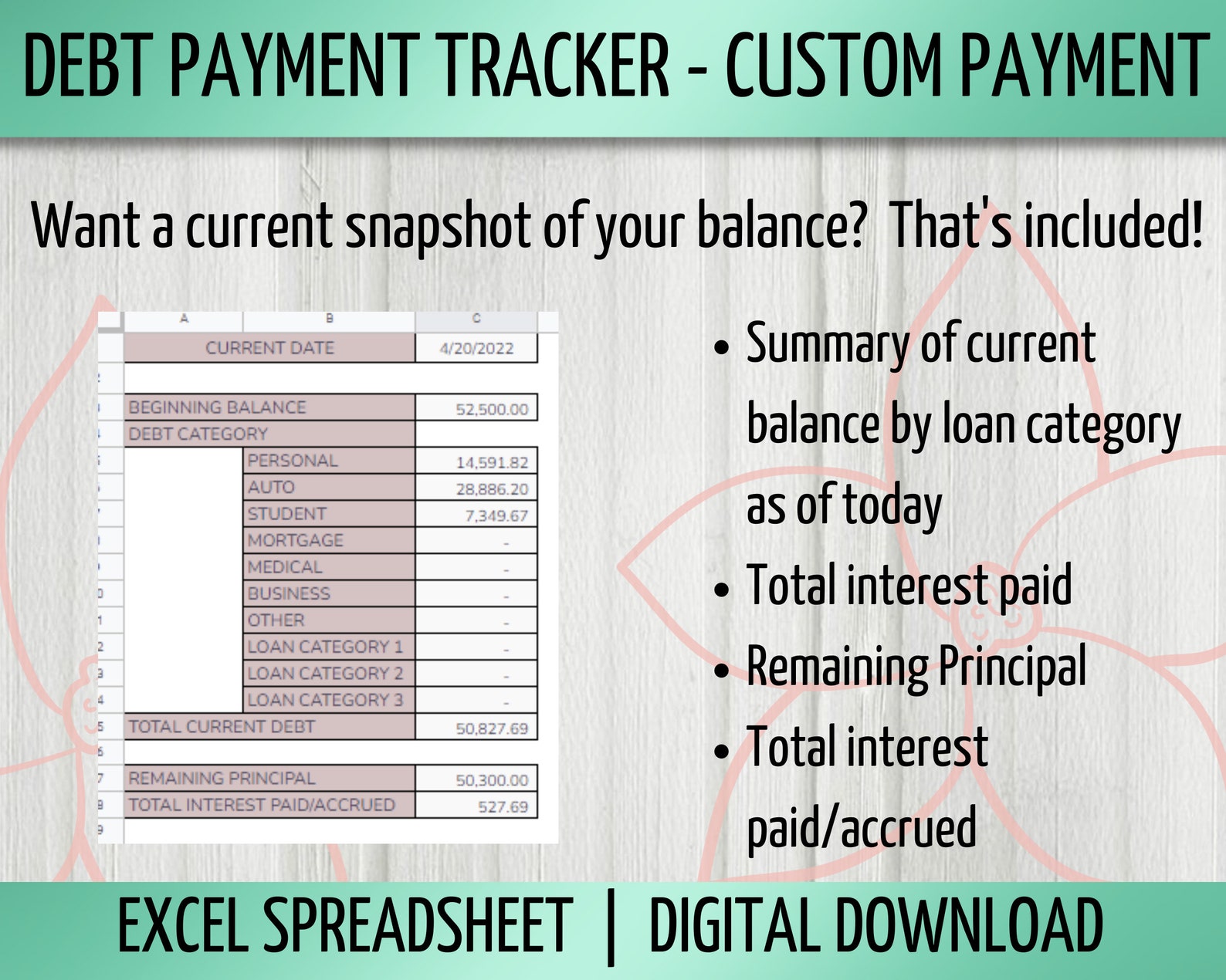 Debt Payment Tracker Excel Spreadsheet Template - Etsy