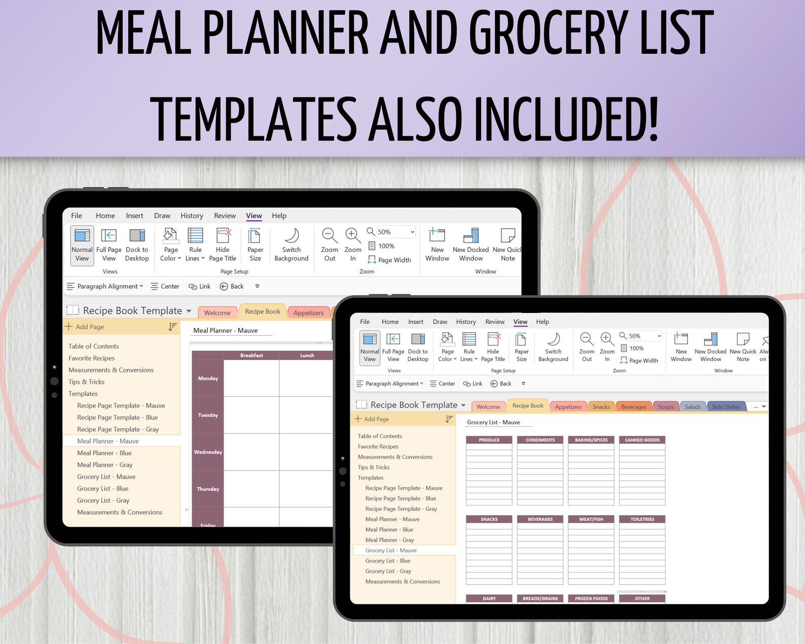 Digital Recipe Book, Onenote Recipe Book Template, 100% Editable ...