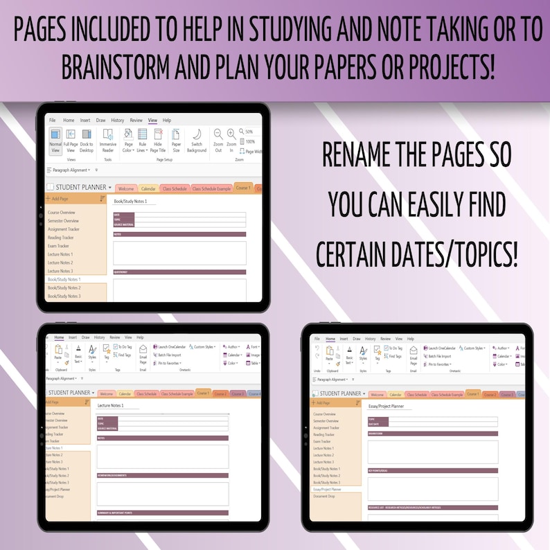 Onenote Academic Planner, Onenote Student Planner, 100% Editable ...