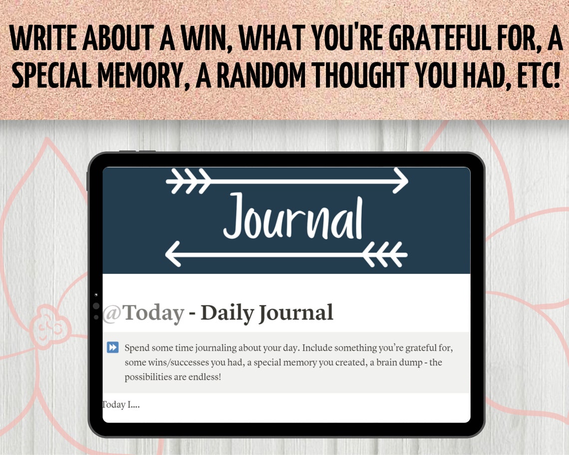 Daily Journal Notion Template, Digital Gratitude Journal With Notion ...